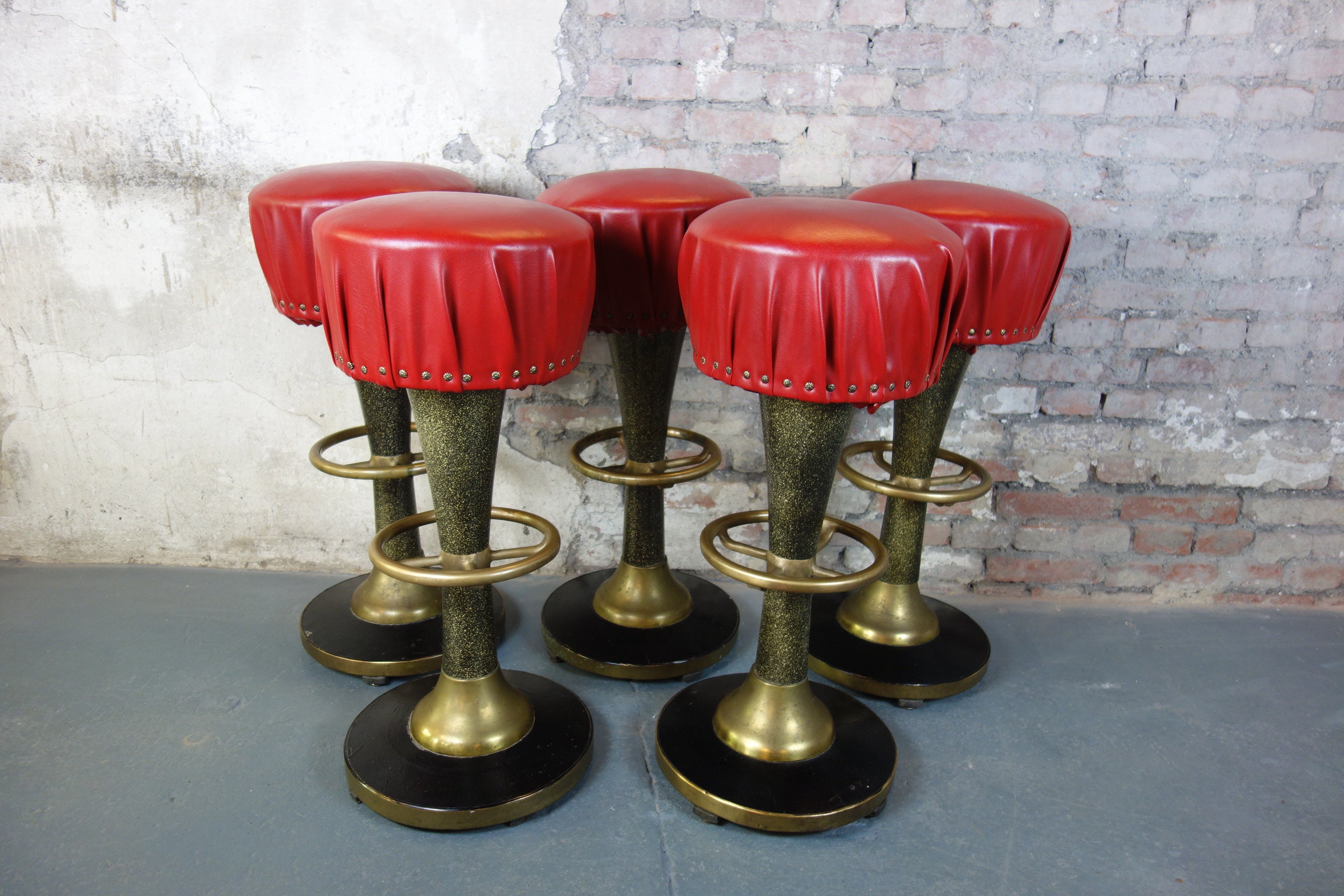 Set of 5 Vintage Bar Stool Rockabilly Bar Chair Armchair | Etsy