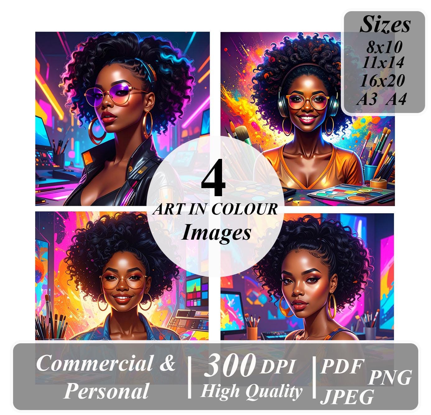 Black Girl Boss Prints: Glam Female CEO Digital Art (PNG & PDF Download ...