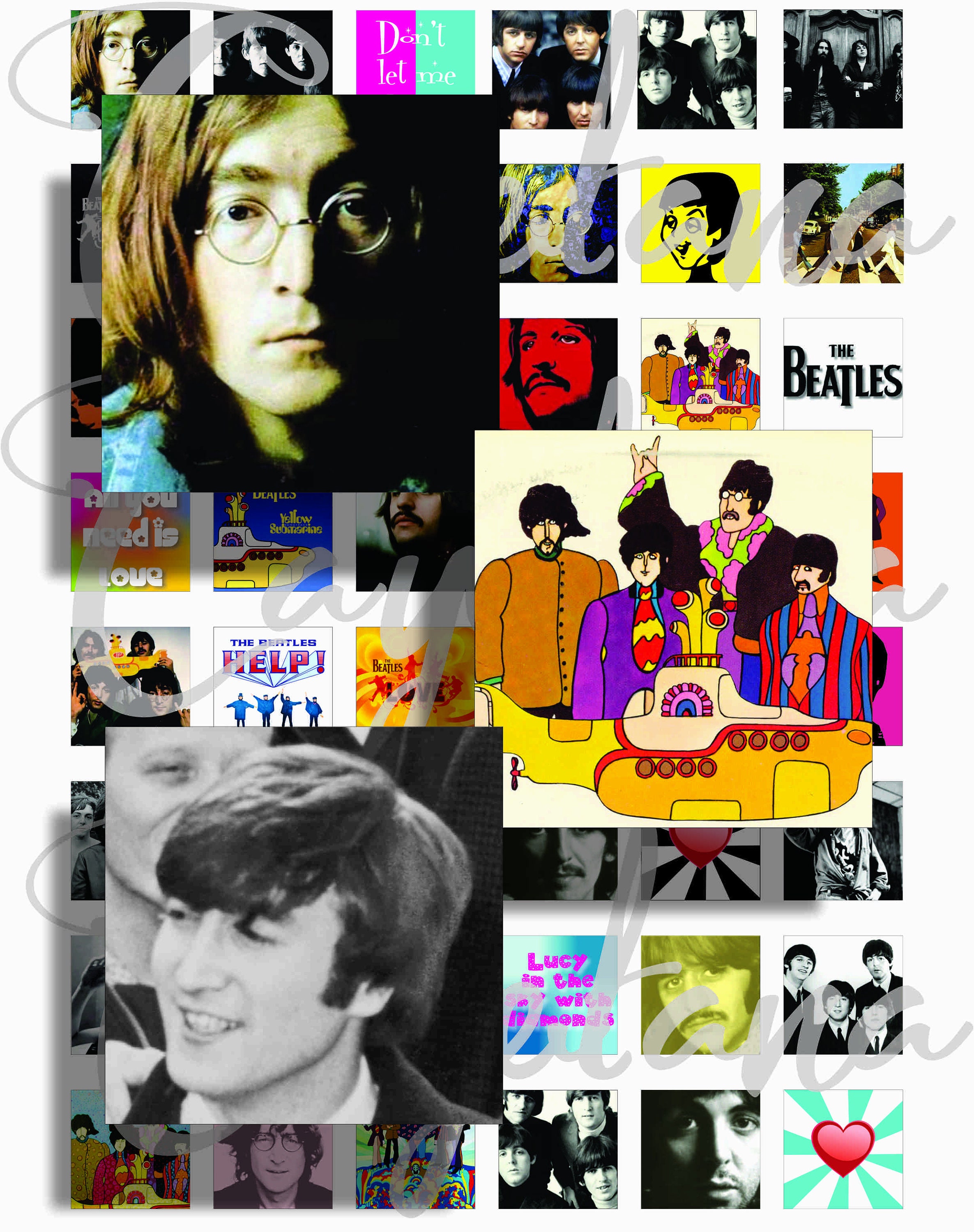 Printable Instant Download the Beatles 1 Inch Square for Pendant ...