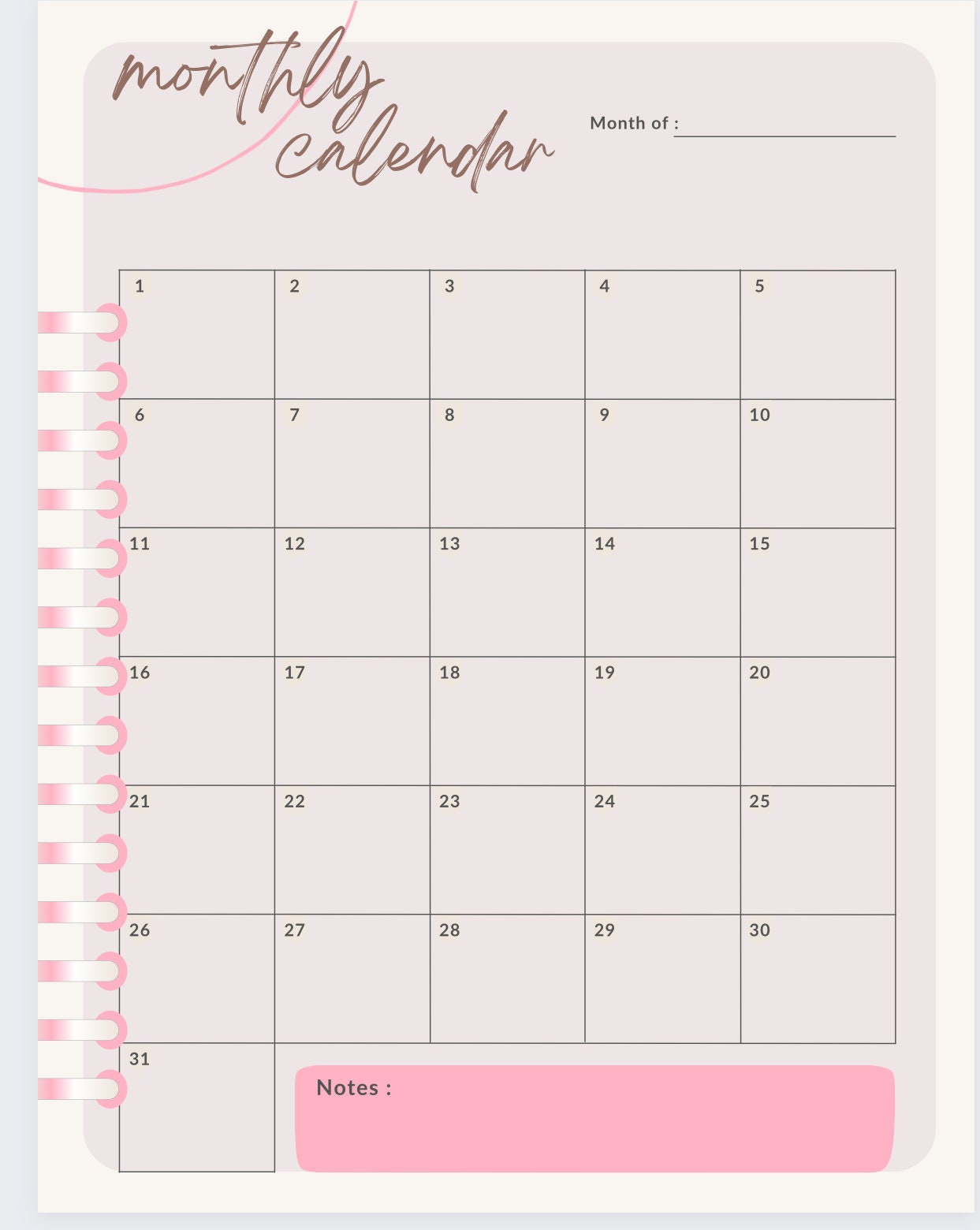 Digital Monthly Calendar Notability Digital Planner, Daily Planner - Etsy