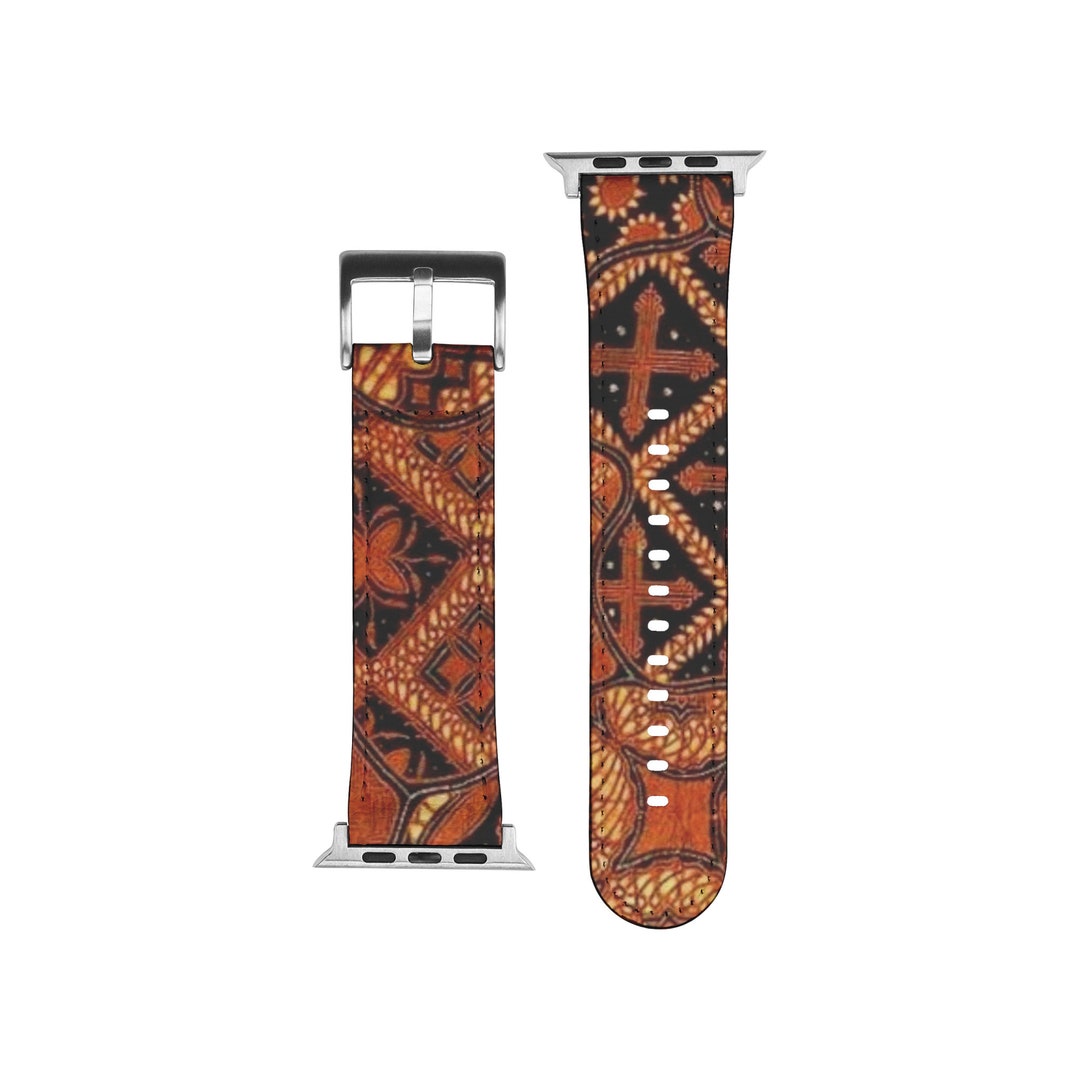Batik Pattern Apple Watch Band (brown/orange) - Handcrafted Ethnic ...