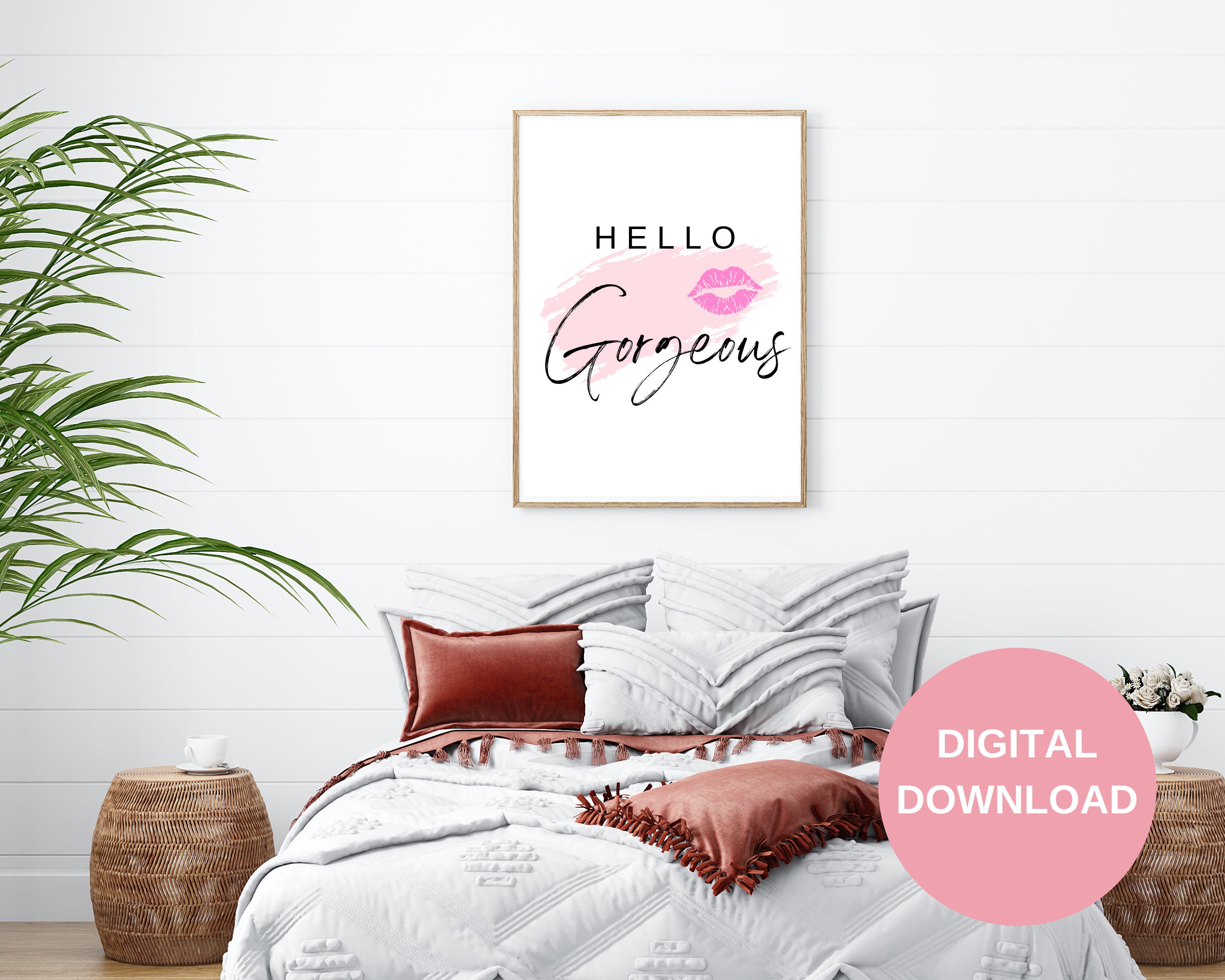 Hello Gorgeous Wall Art, Wall Decor, Vanity Makeup Decor, Makeup Artist ...