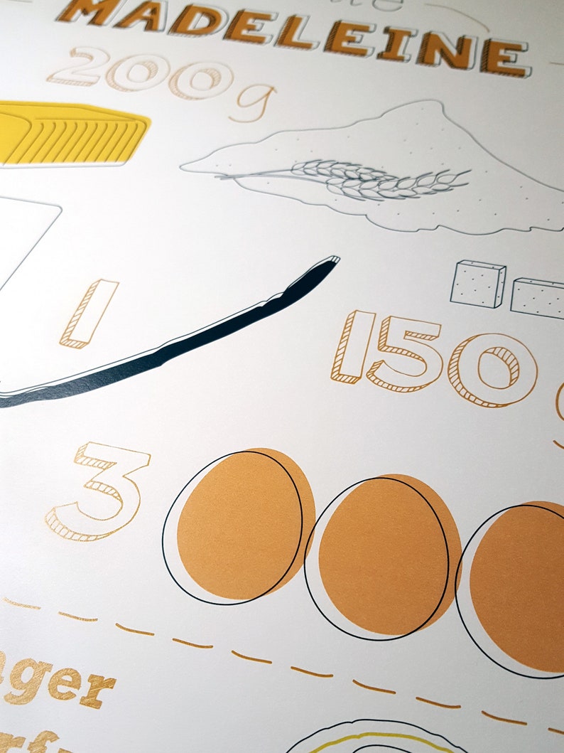 Recipe Print madeleine Original Drawing 2016 - Etsy