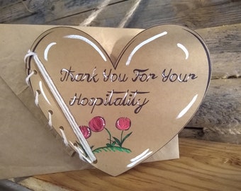 Items similar to Handmade Thanks for your hospitality card Blank inside ...