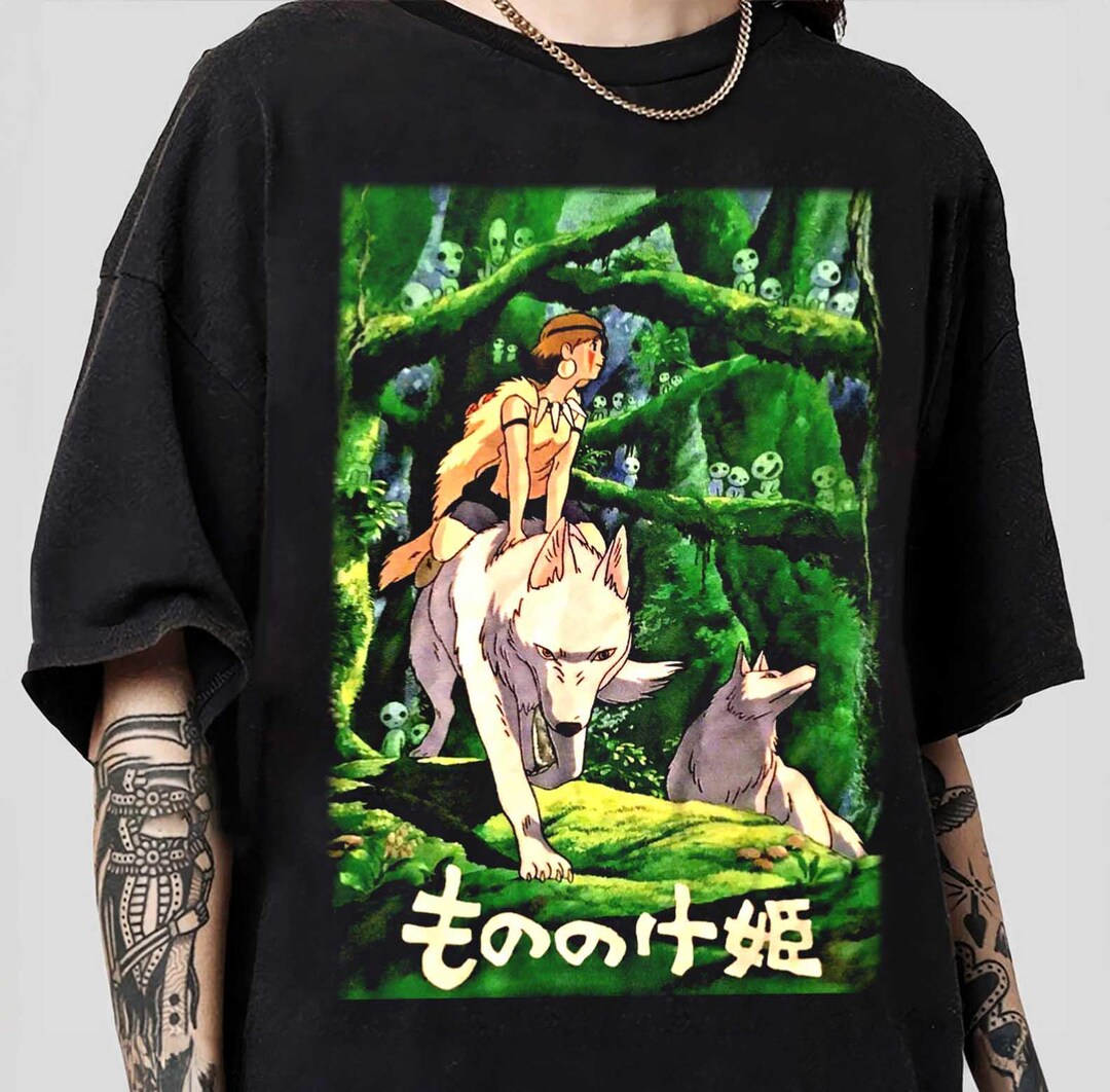 Retro Princess Mononoke Wolf T-shirt, Princess Mononoke Ghibli Shirt ...