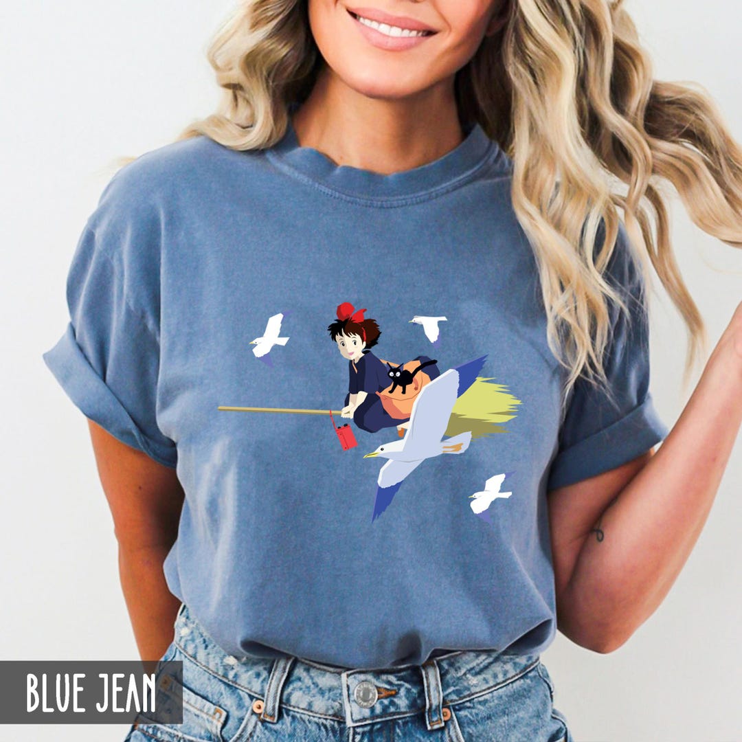 Lovely Kiki's Delivery Service Seagull Shirt, Kiki and Jiji Cat Ghibli ...