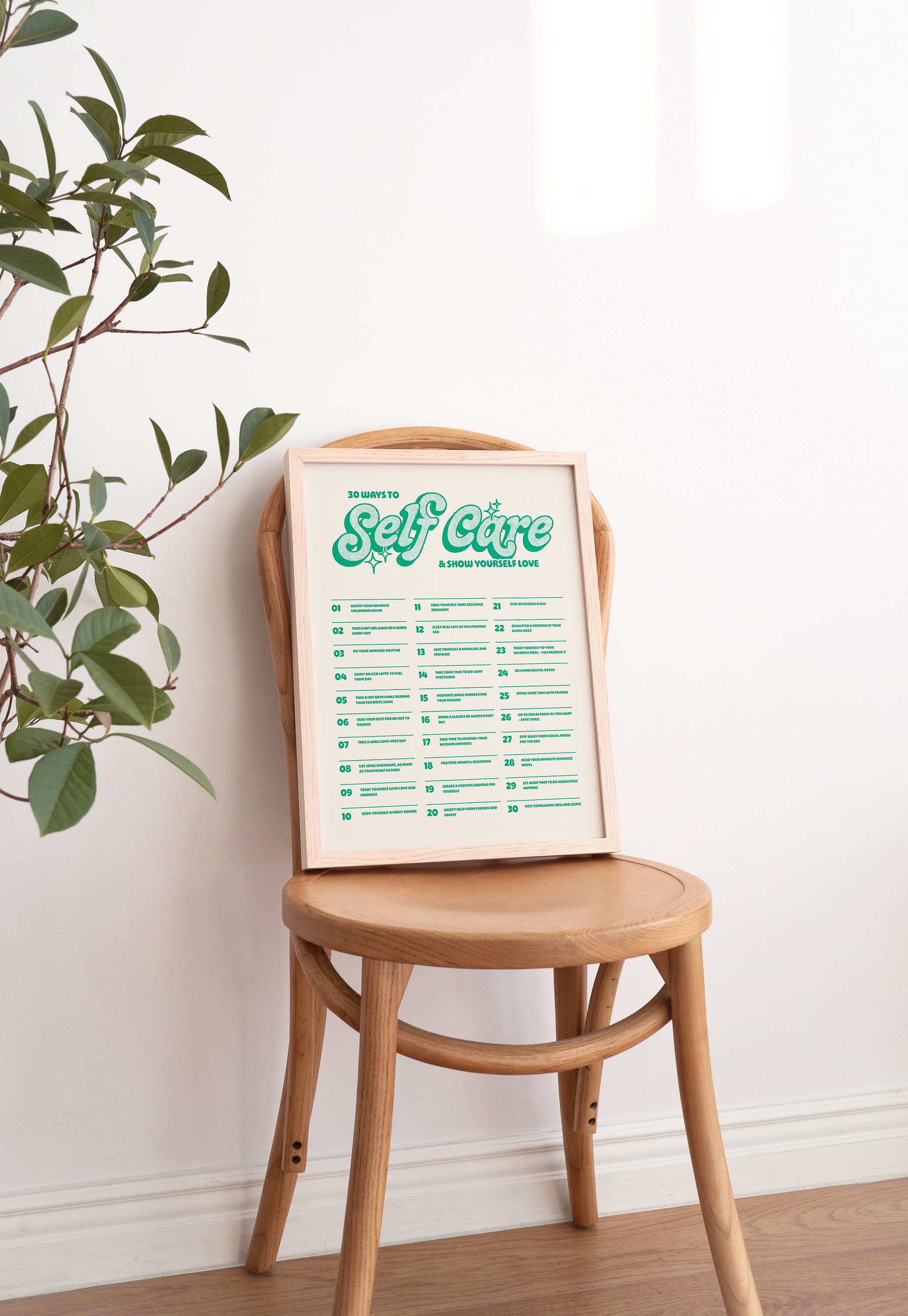 Ways To Self Care Wall Print, Green Print, Self Love Art Poster sold by ...