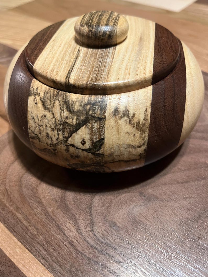 Spalted Hackberry and Walnut Hollow Form Container With Lid - Etsy