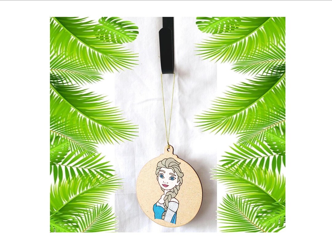 ELSA FROZEN Hand Drawn & Painted Double Sided Wooden Hanging Christmas ...
