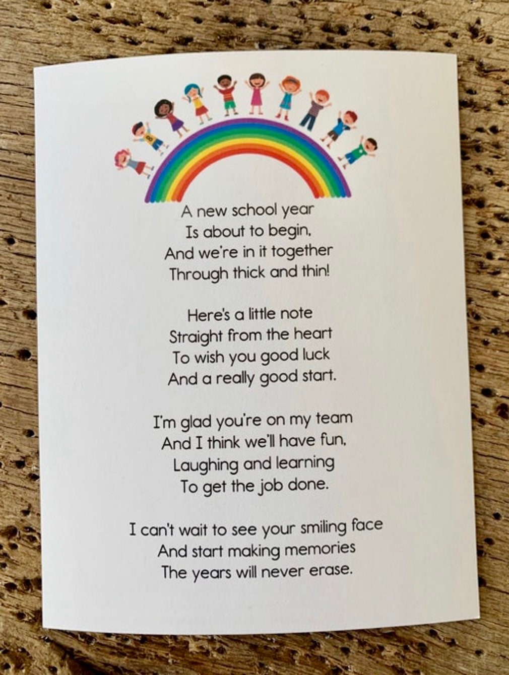 Back to School Card for Students From Teacher Digital File - Etsy