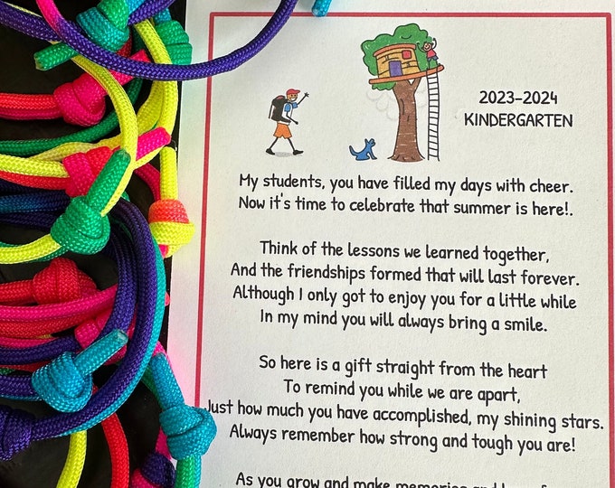 Gifts for Students - Last Day of School Bracelet and Card Sets - End of ...