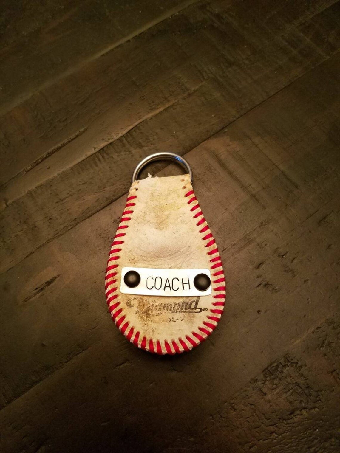 Personalized New or Lightly Vintage Leather Baseball Keychain | Etsy