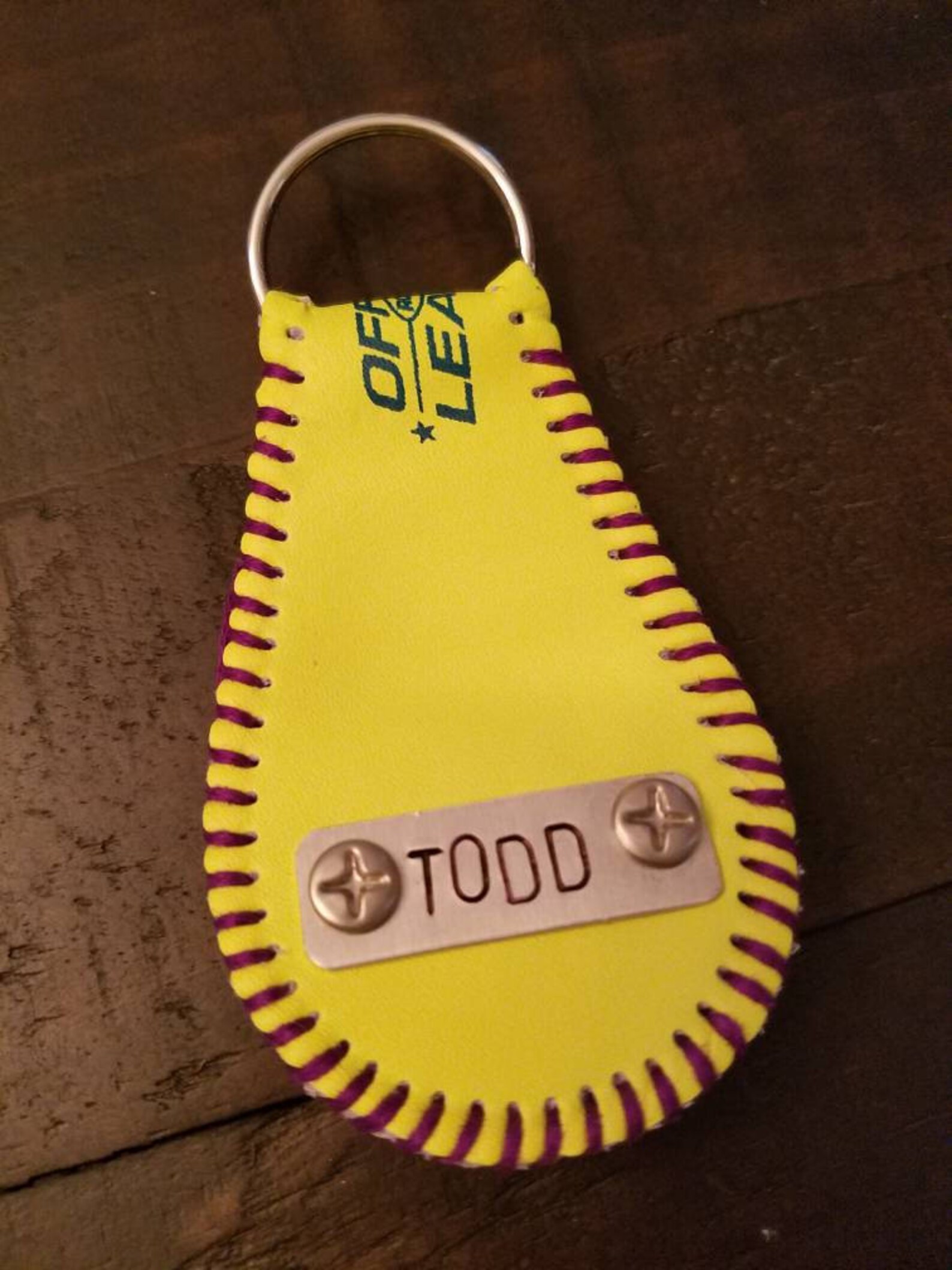 Personalized New or Lightly Vintage Leather Baseball Keychain | Etsy