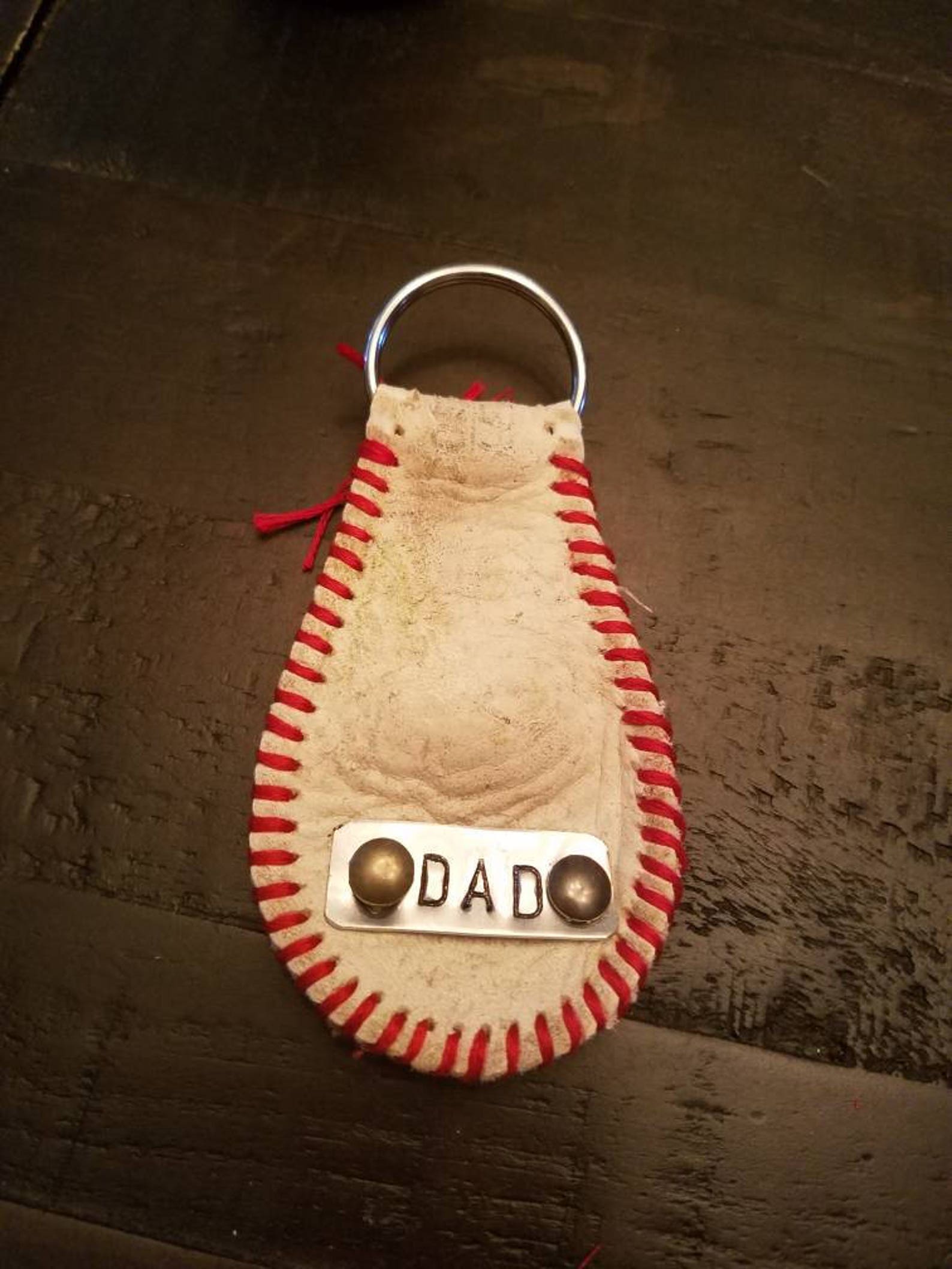 Personalized New or Lightly Vintage Leather Baseball Keychain | Etsy