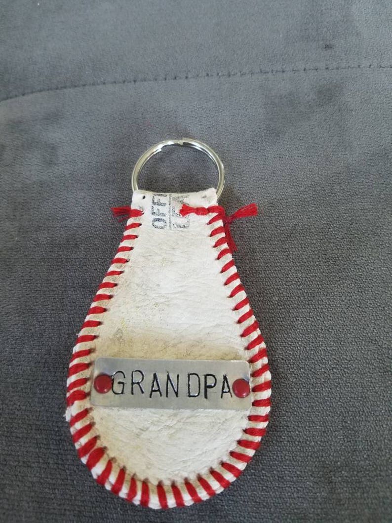 Personalized New or Lightly Vintage Leather Baseball Keychain | Etsy
