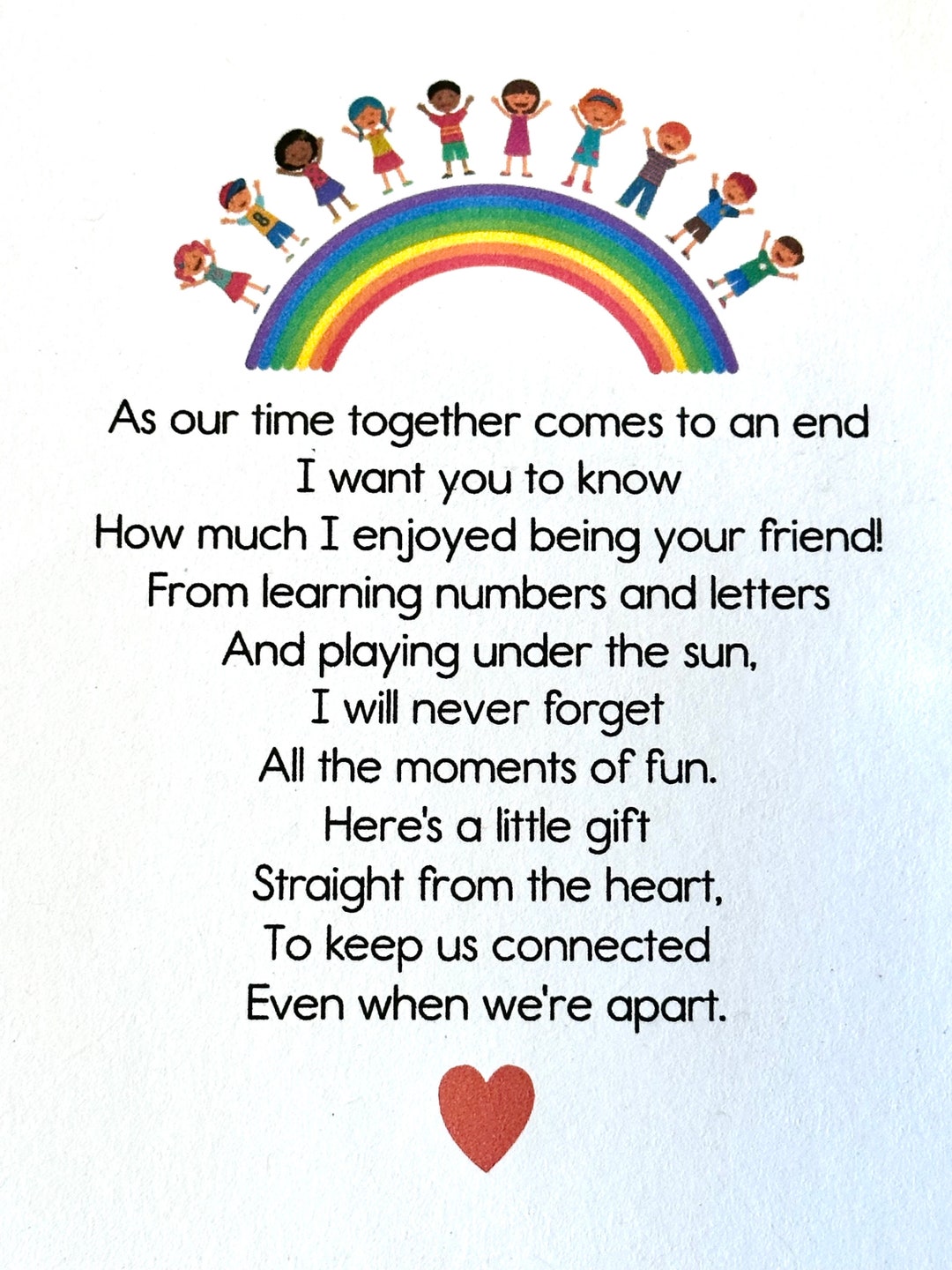 Friendship Card for End of School - Digital PDF File - Etsy