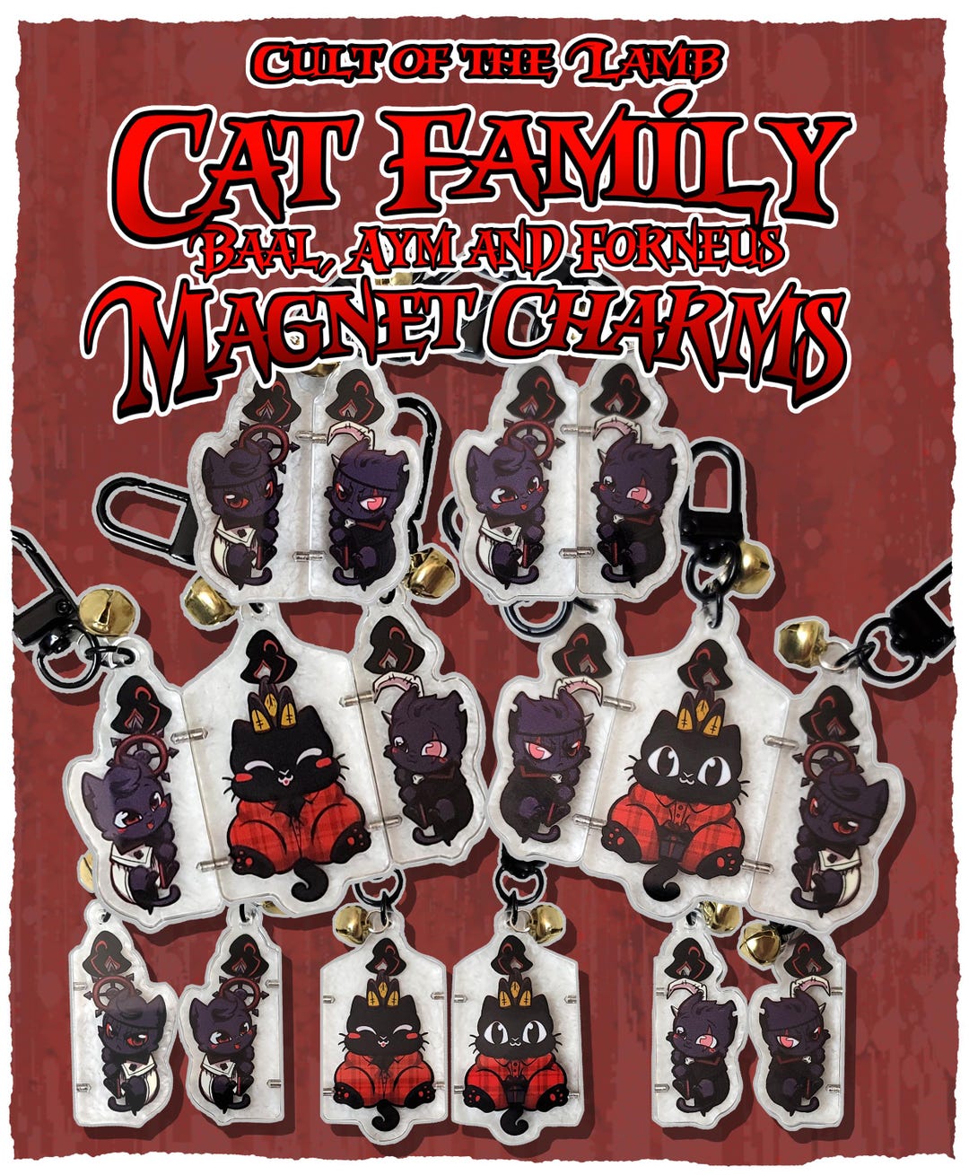 Cult of the Lamb Cat Family Magnet Snap Charms Baal Aym Forneus - Etsy