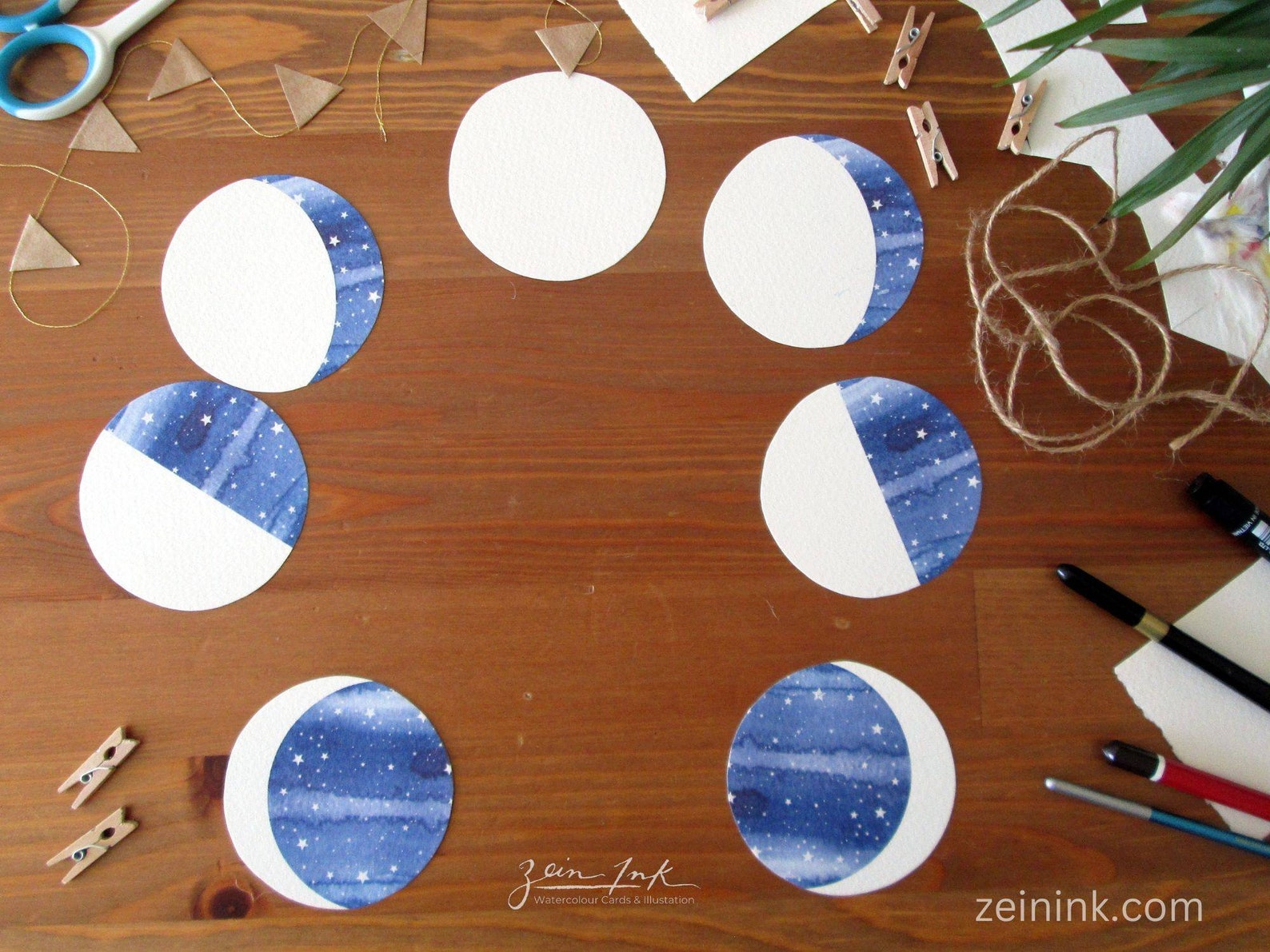 Printable Moon-phase Banner for Ramadan Decoration, Re-usable Happy Eid ...