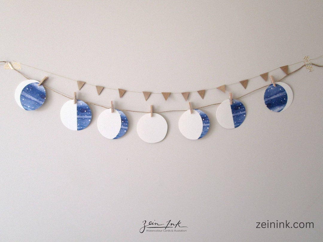 Printable Moon-phase Banner for Ramadan Decoration, Re-usable Happy Eid ...