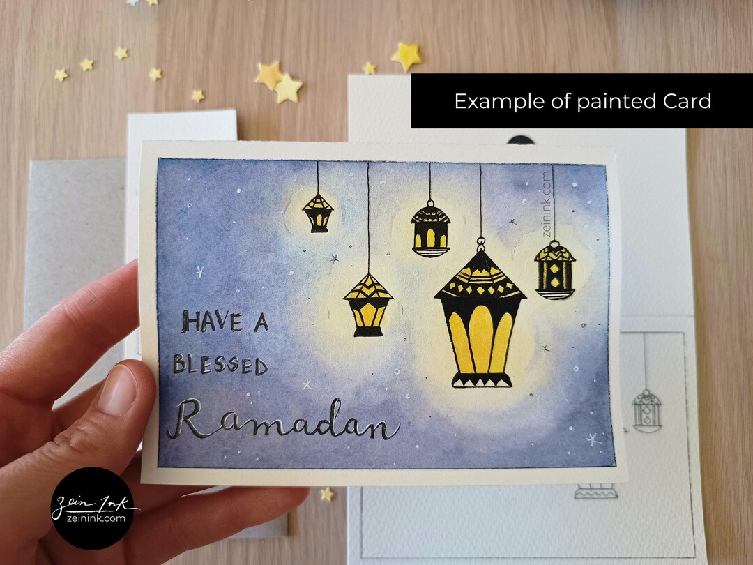 Printable DIY Ramadan Card With Lanterns, A6 Ramadhan Card to Paint ...