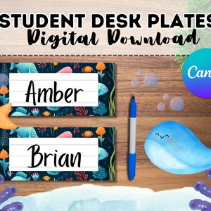 Under the Sea: Student Desk Plates, Classroom Labels, Printable Desk ...