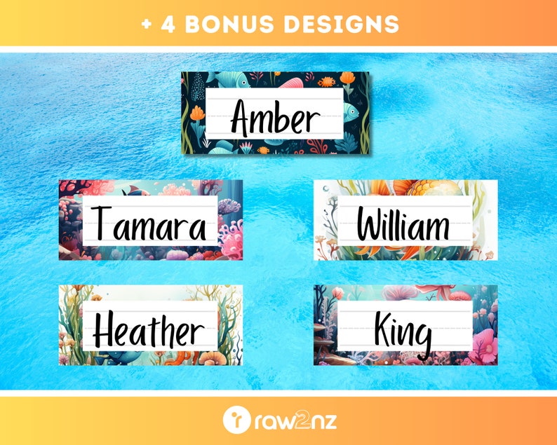 Under the Sea: Student Desk Plates, Classroom Labels, Printable Desk ...