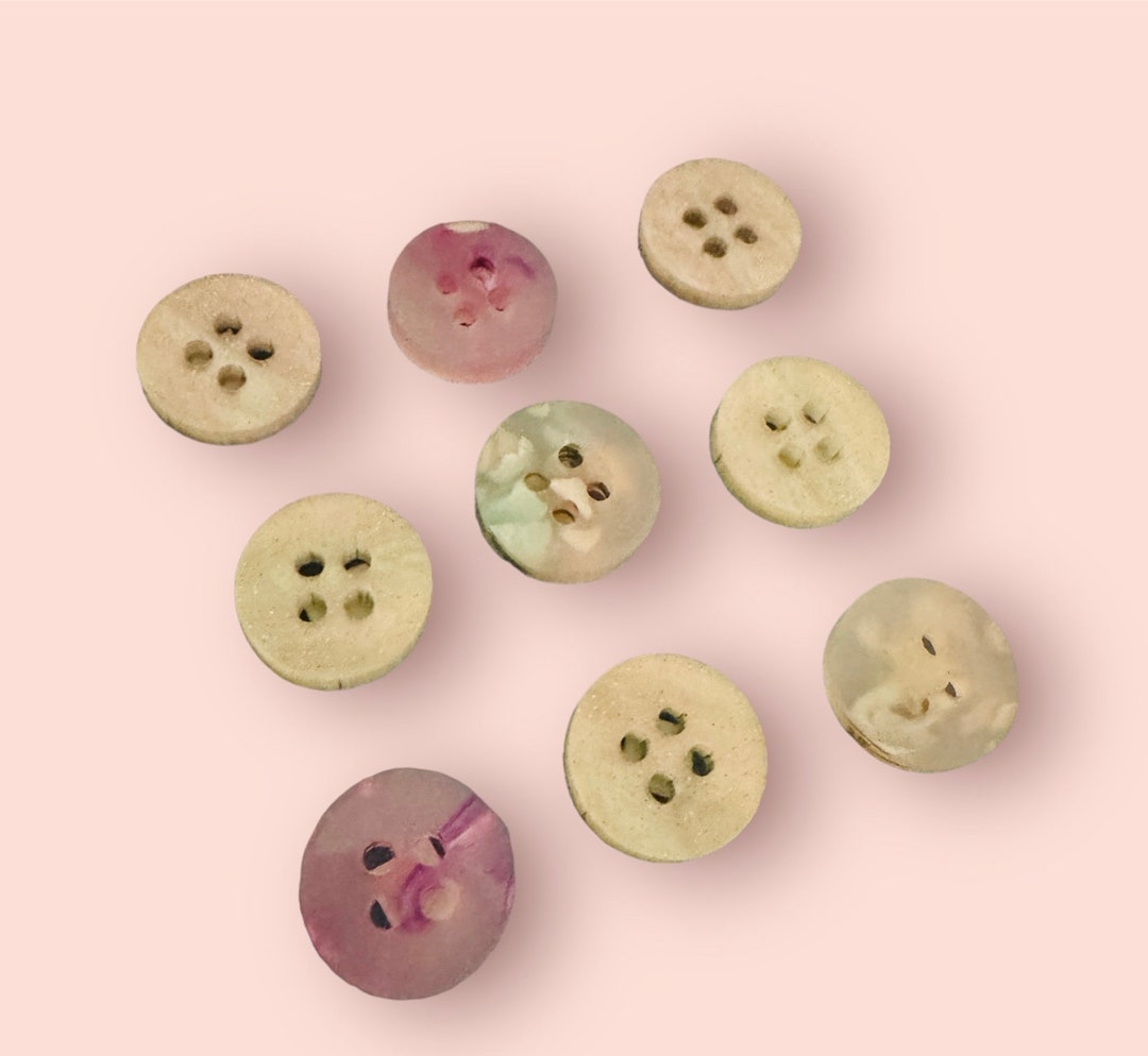 SWIRLS & PETALS Buttons X 6 - 15mm - Circle Shape - Acrylic - 2 Hole ...