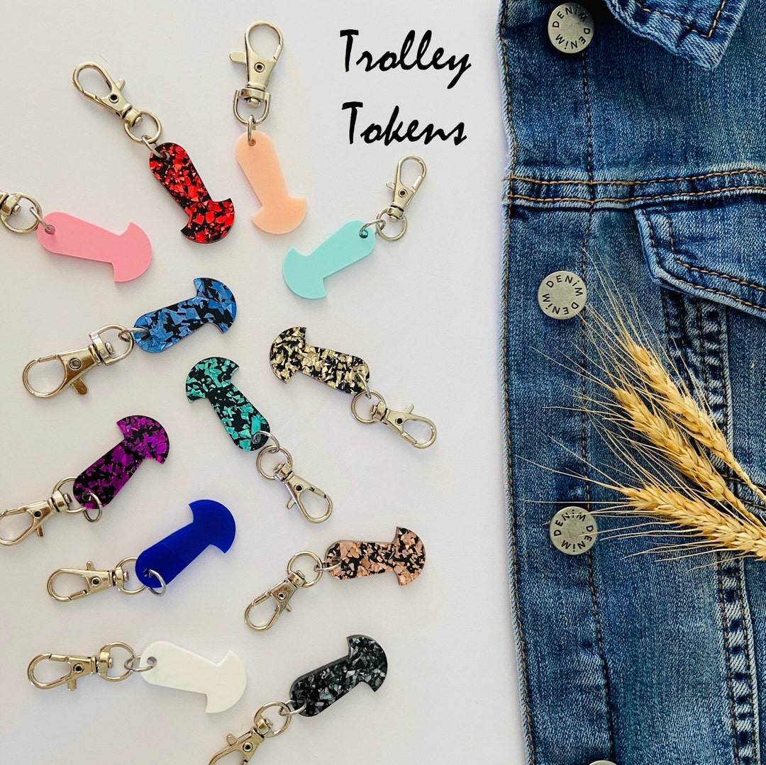 TROLLEY TOKEN - Unlocker - Fine Glitter - Swivel Lobster Clasp ...