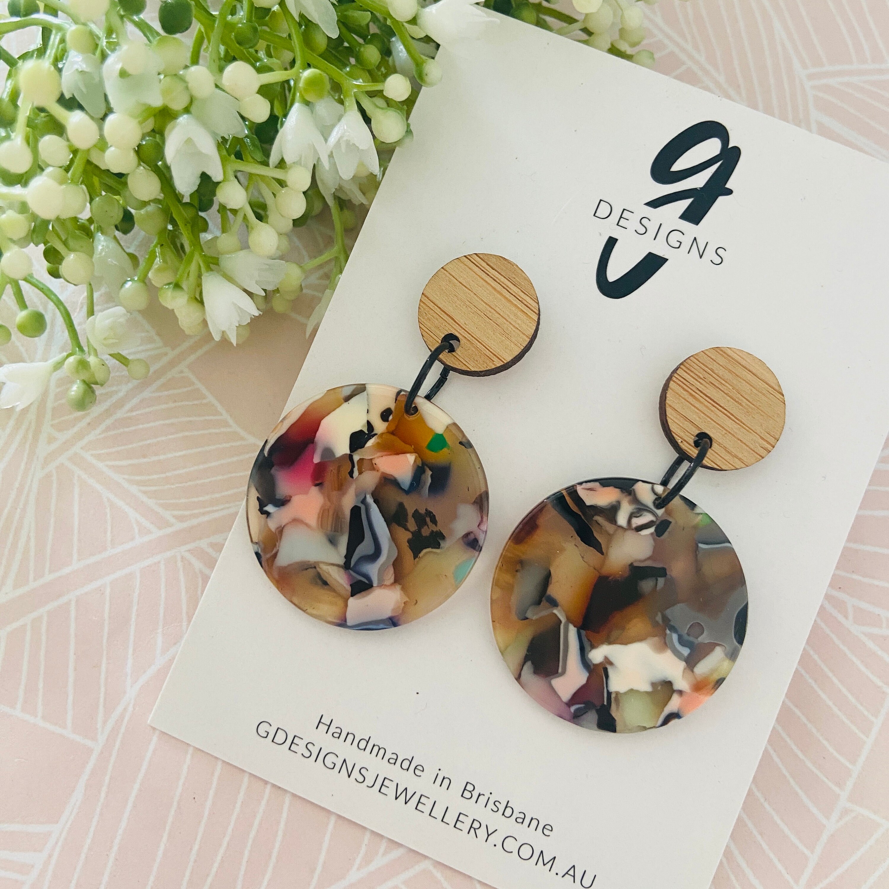 RAINBOW Tortoise Shell Earrings - Statement Earrings - Acrylic - Bamboo ...