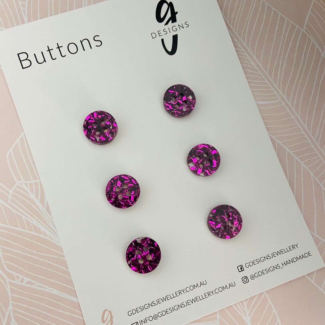 BUTTONS CHUNKY GLITTER X 6 - 15mm - Circle Shape - Acrylic - 4 Hole ...