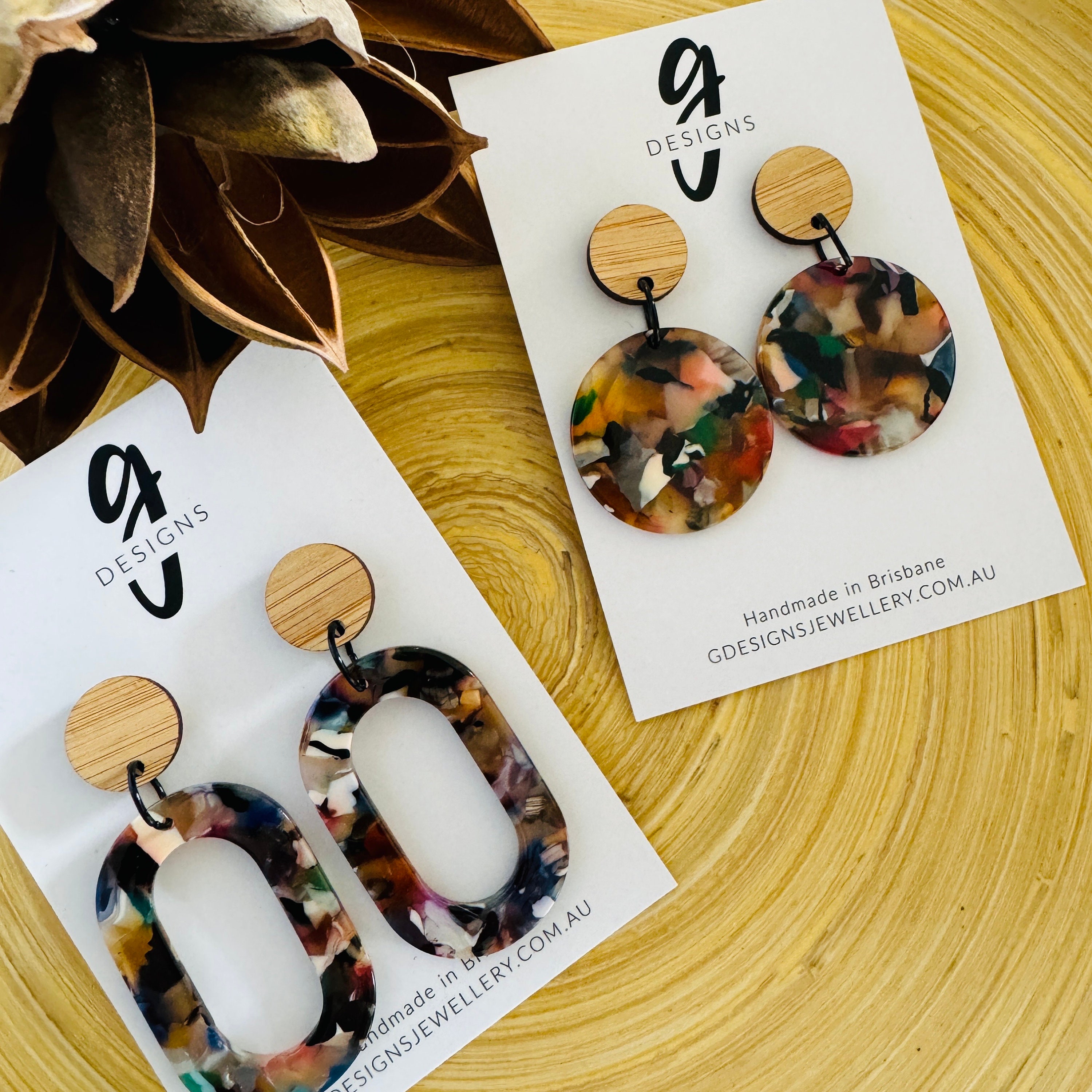 RAINBOW Tortoise Shell Earrings Statement Earrings Acrylic Bamboo ...