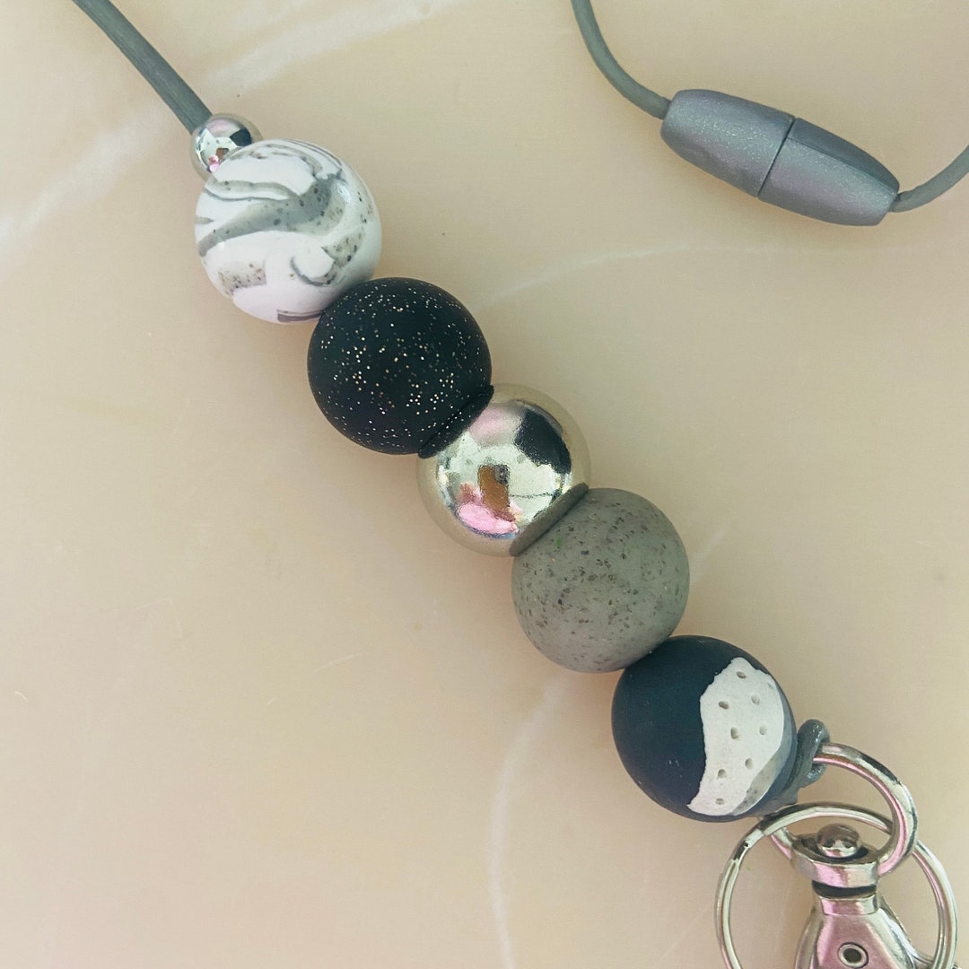ROBYN Lanyard Clay Beaded - Teacher Lanyard - Key Chain Badge Holder ...