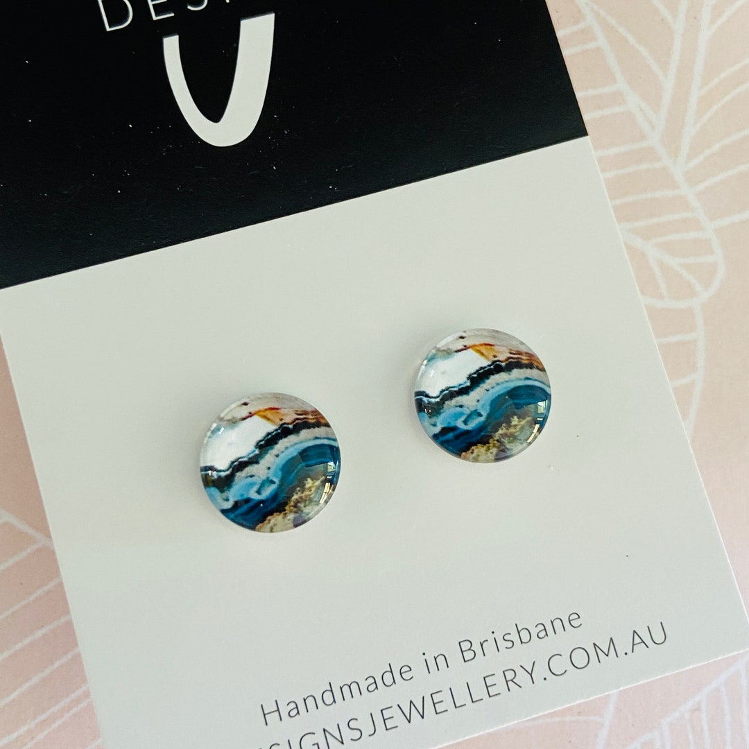 LANDSCAPE Stud Earrings - Glass Dome - Ladies Earring - Gift Idea ...