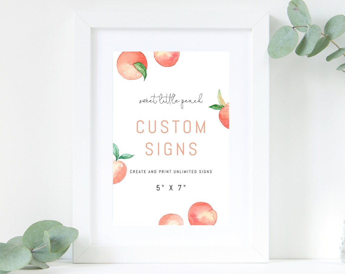 Editable Peach Custom Sign Template DIY Printable Unlimited - Etsy