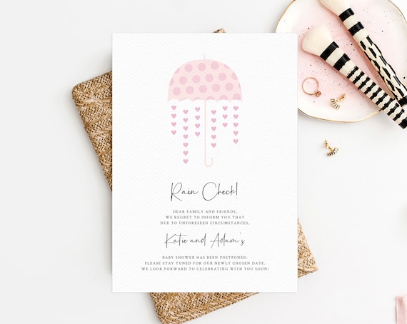 Rain Check Baby Shower Postponement Announcement Template | Etsy