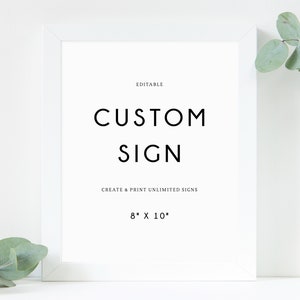 Editable Custom Sign Template, DIY Printable Unlimited Wedding Signs ...
