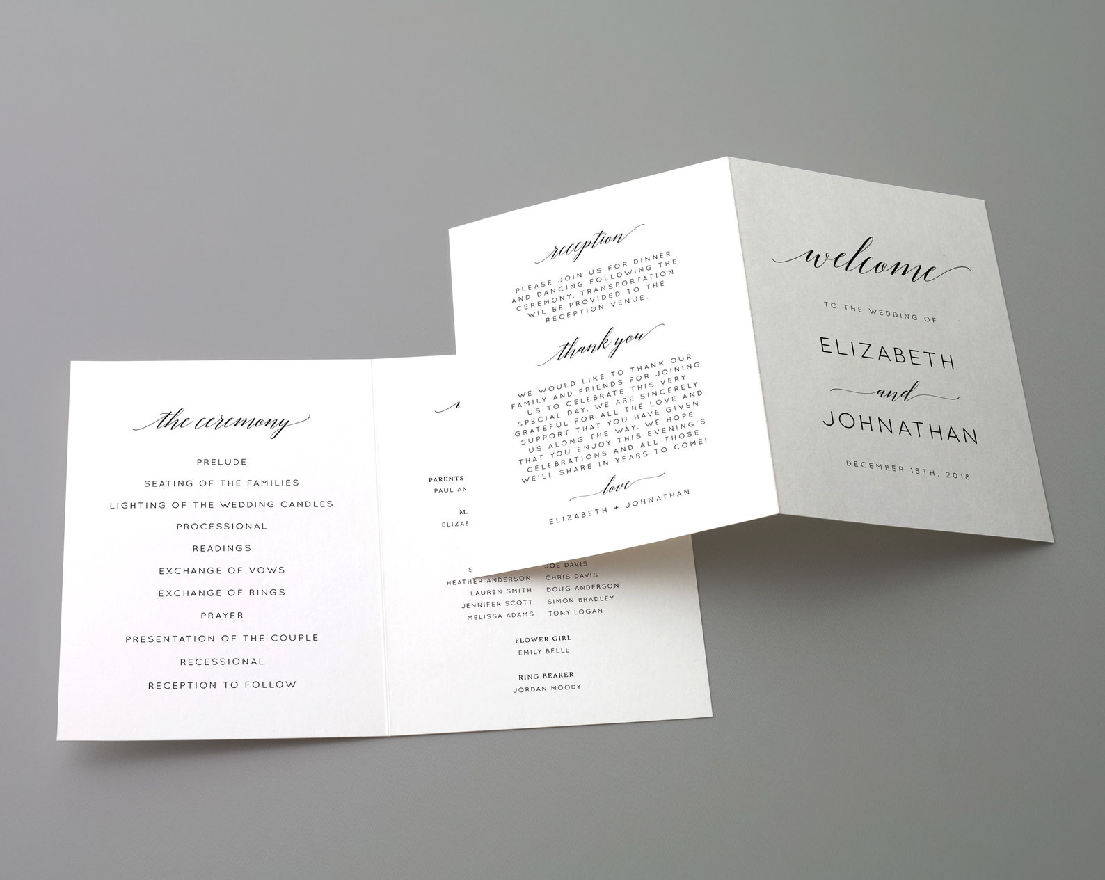 Bi-fold Wedding Program Template Printable Folded Wedding | Etsy