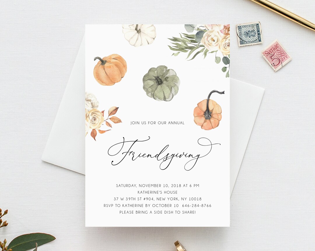 Thanksgiving Invitation Template, Printable Friendsgiving Potluck ...