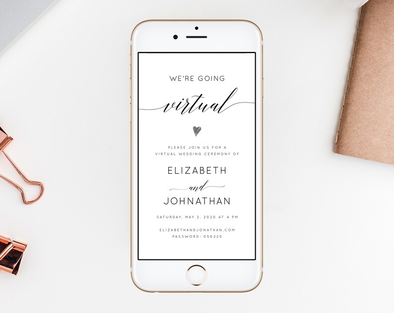 Virtual Wedding Ceremony Invitation Template Electronic | Etsy