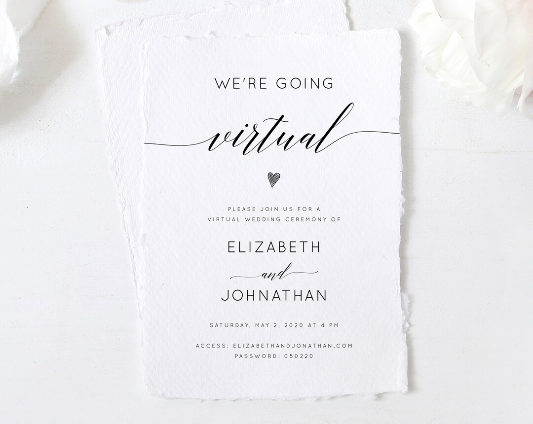 Virtual Wedding Ceremony Invitation Template, Printable Virtual Wedding ...
