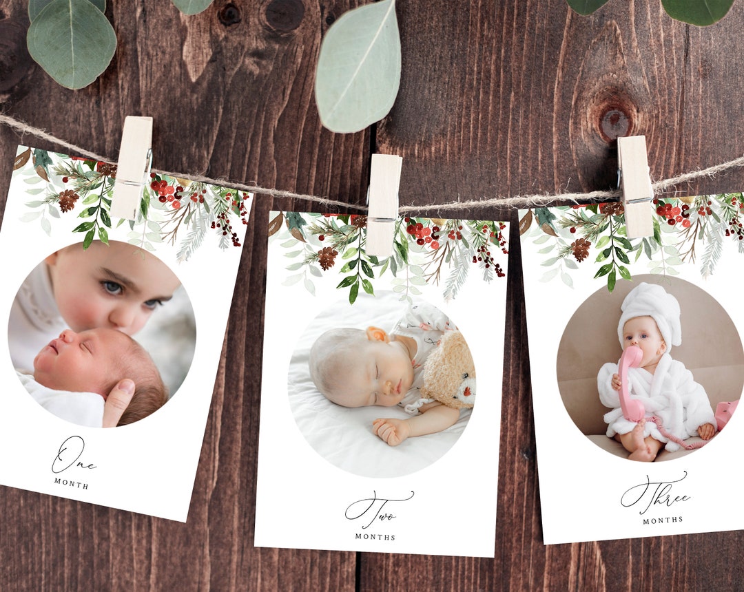 First Year Photos Banner Template, Printable First Birthday Monthly ...
