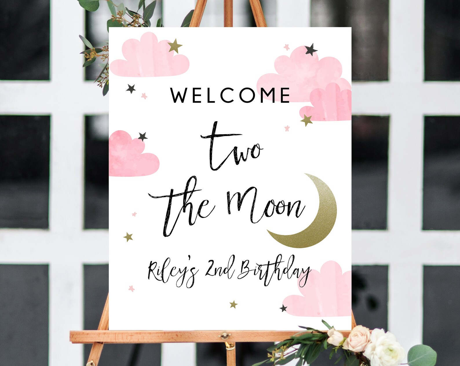 Two the Moon Welcome Sign Template Printable Moon Themed | Etsy