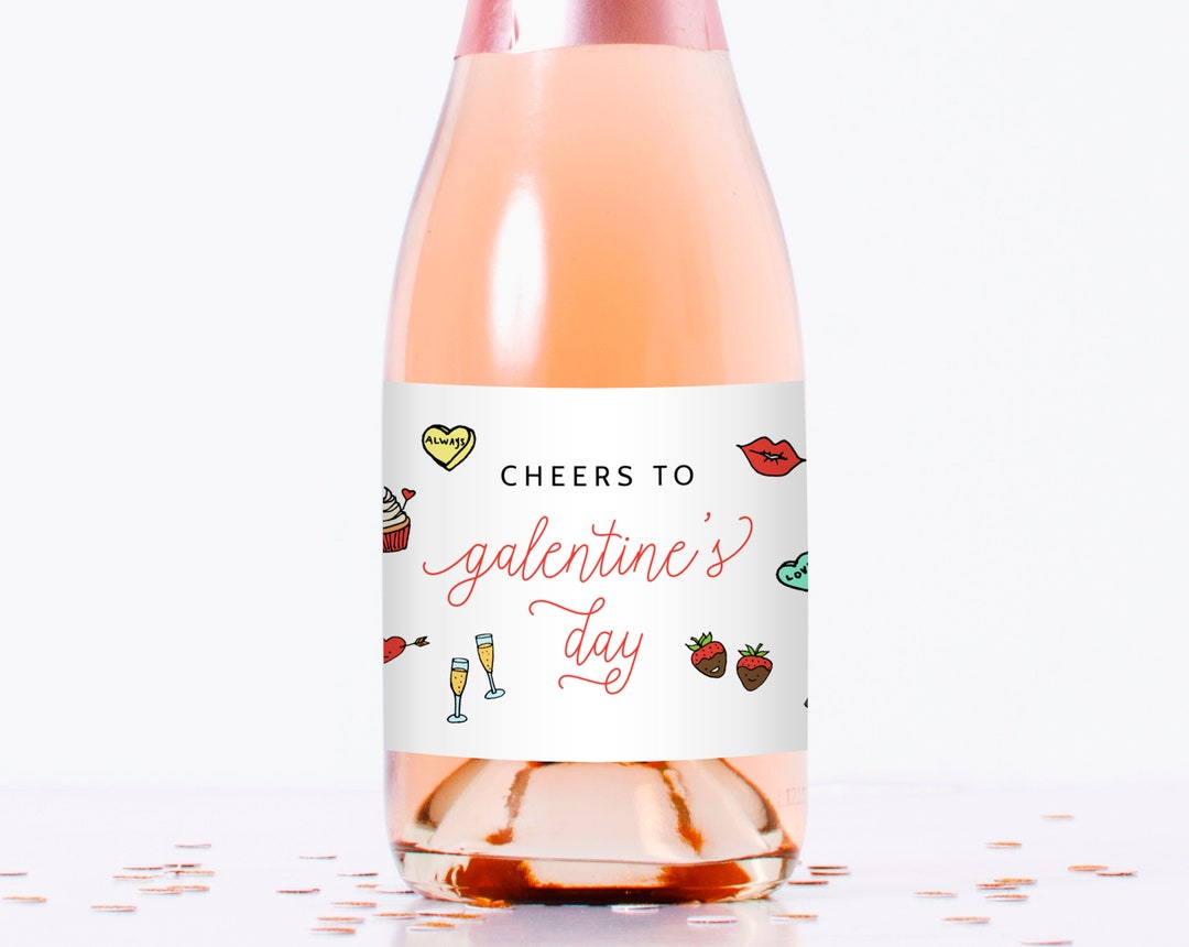 Galentine's Mini Champagne Bottle Label Template, Printable Galentine's ...