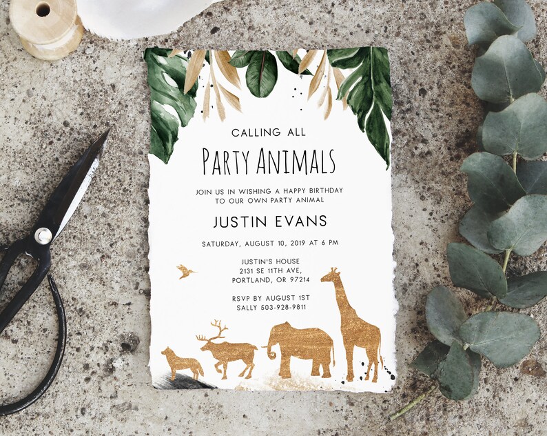 Party Animals Invitation Template Printable Animals Themed | Etsy