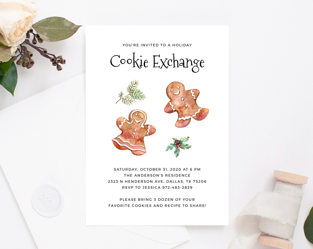 Cookie Exchange Party Invitation Template, Christmas Cookie Exchange ...