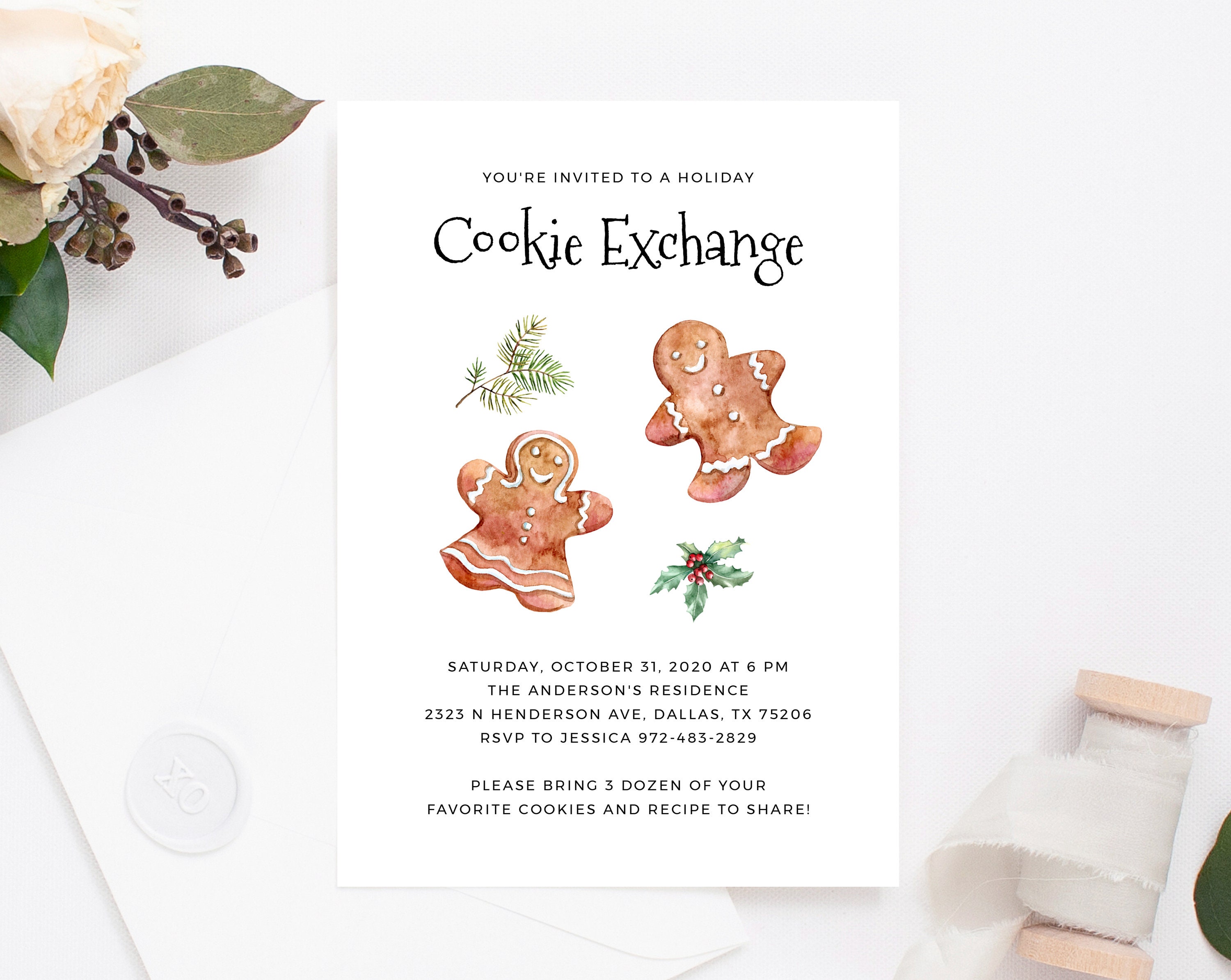 Cookie Exchange Party Invitation Template, Christmas Cookie Exchange ...
