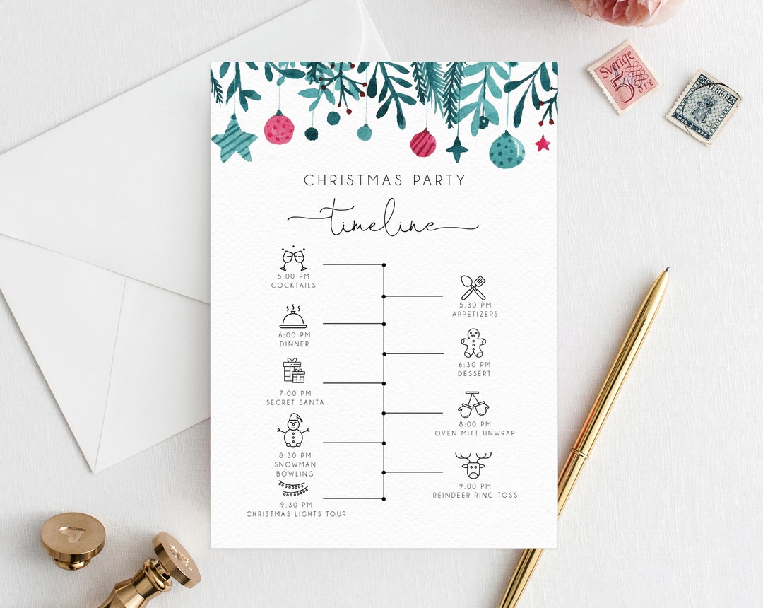 Christmas Party Itinerary Template, Christmas Party Timeline, Holidays ...
