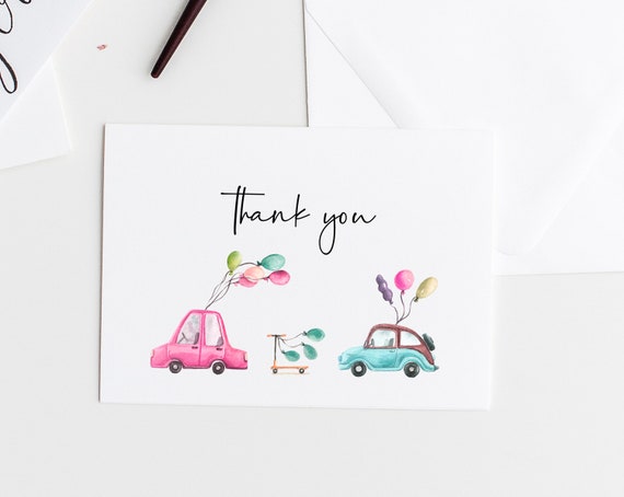 Drive by Parade Thank You Card Template Printable Birthday - Etsy