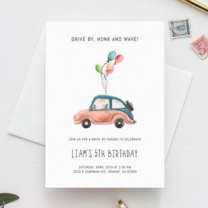 Drive by Birthday Parade Invitation, Printable Drive by Celebration ...