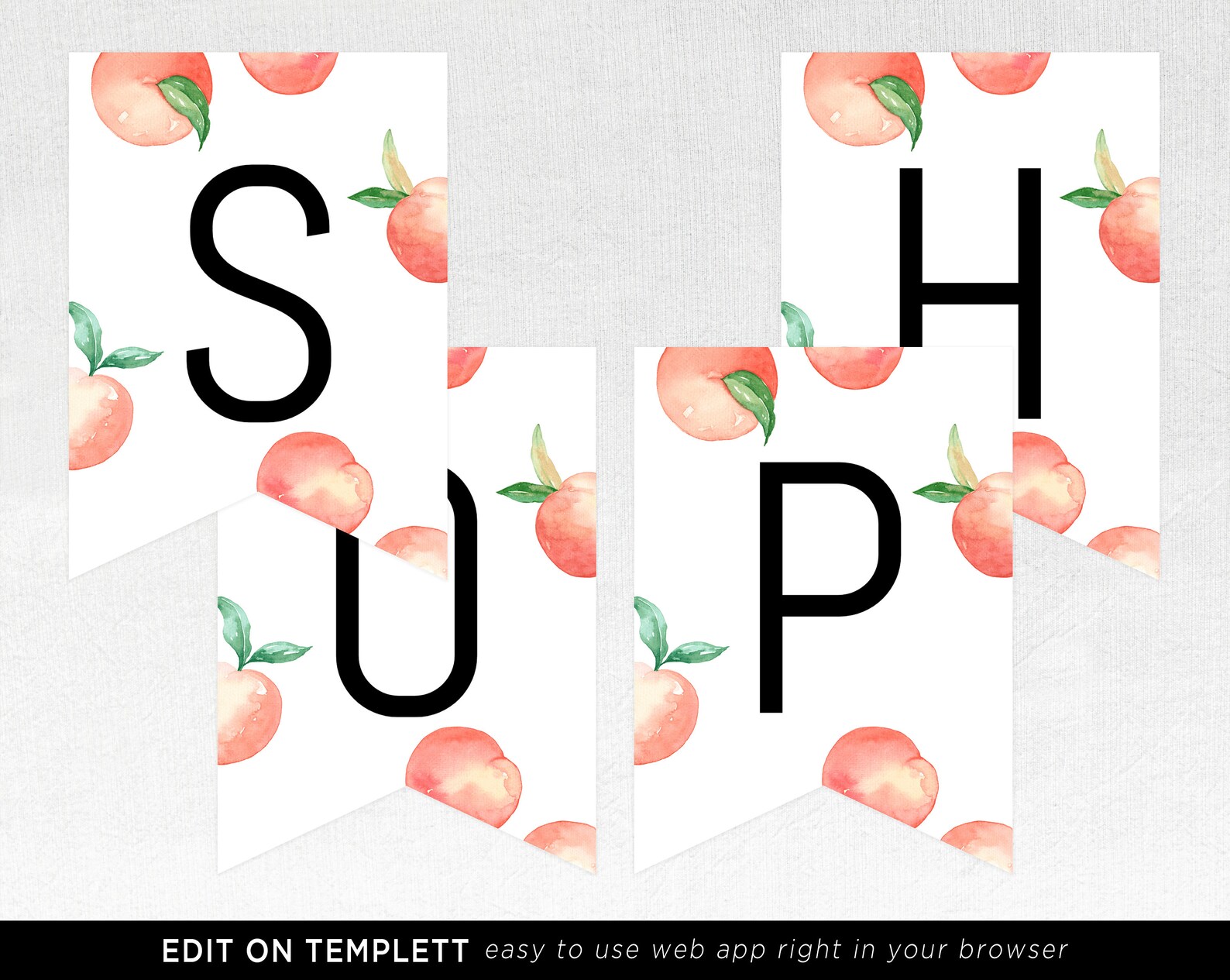 Peach Banner Template, Printable Sweet Little Peach Themed Party Banner ...